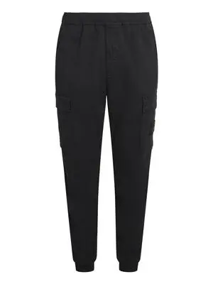 Stone Island Stretch Cotton-wool Cargo Trousers - Black