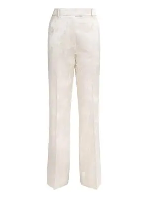 GANNI Satin Floral Tailored Trousers - Ivory