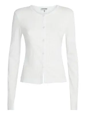 GANNI Organic Cotton Pointelle Cardigan