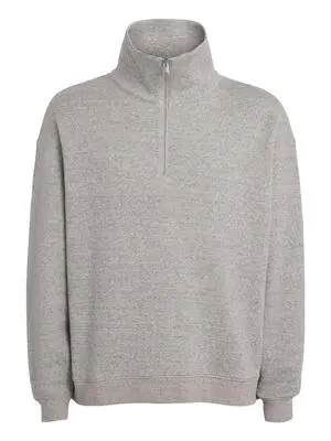 FRAME Wool-cotton Half-zip Sweater - Grey