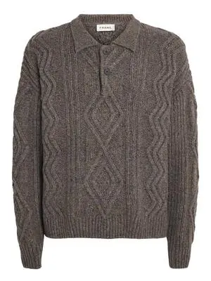 FRAME Frame Wool-Blend Cable-Knit Polo Sweater