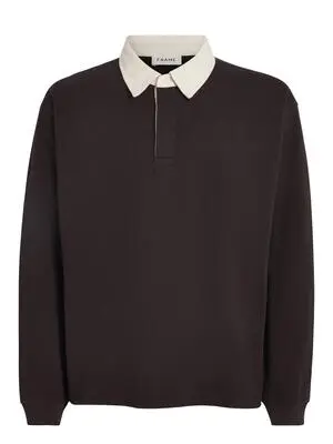 FRAME Contrast-collar Rugby Polo Shirt - Brown