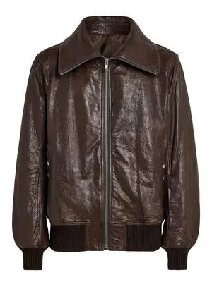 Rick Owens Dracuflight Leather Bomber Jacket - Grey