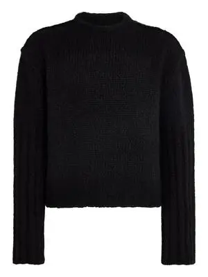 Rick Owens Cashmere-silk Ribbed Sleeve Crew Neck Sweater - Black
