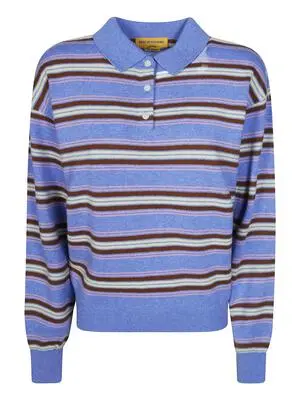 Guest In Residence Collegiate Stripe Cashmere Polo Shirt - Blu