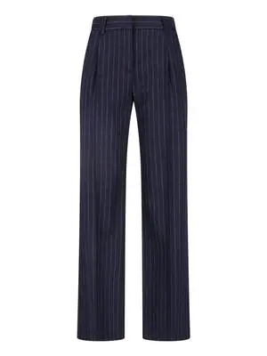 LARDINI Wool-cashmere Tailored Trousers With Stretch - Blue