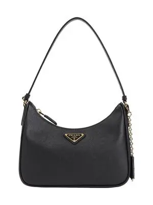 Prada Saffiano Leather Shoulder Handbag - Black