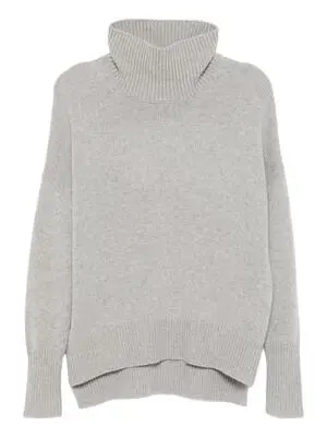 LISA YANG LISA YANG Ribbed Trim Cashmere High-Neck Top With Drop Shoulders