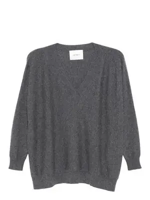 LISA YANG LISA YANG Ribbed V-Neck Cashmere Sweater Grigio