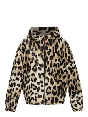 Givenchy Leopard Print Jacquard Hooded Zip Jacket - Beige