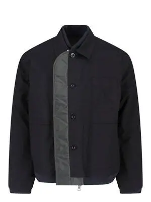 SACAI SACAI Hybrid Button-Front Shirt Jacket With Quilted Panel