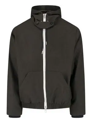 Sacai Wool-blend Knit Zip-up Hoodie With Cupro Lining - Green