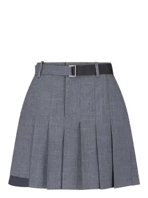 Sacai Wool-blend Trousers With Cupro Liner - Grey