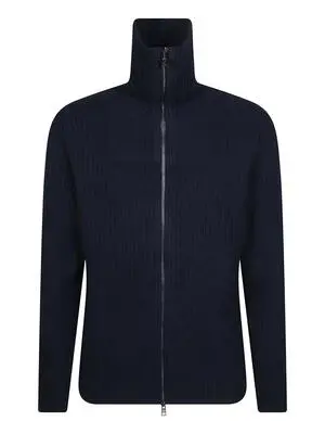 Tagliatore Zip-up Wool Blend Sweater - Blu
