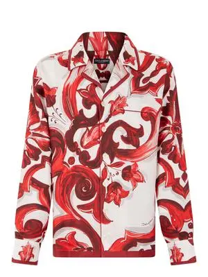 Dolce & Gabbana Floral Pattern Long-sleeve Silk Shirt For - Red