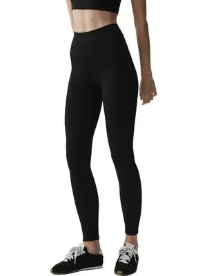 Alo Yoga Seamless Modal Ribbed High-waist 7/8 Legging Black