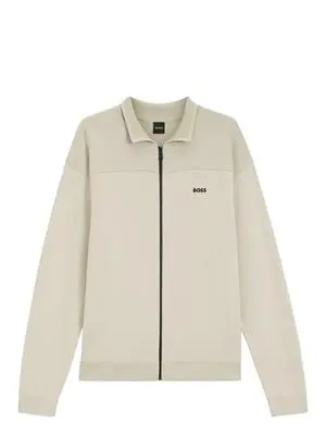 BOSS Zip Pipeline Cardigan With Graphic Pattern - Light Beige