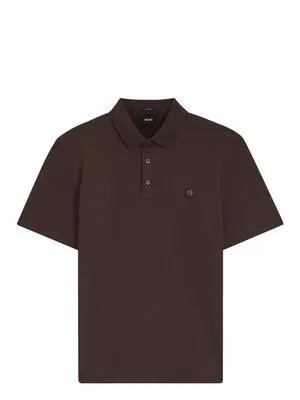BOSS Polo Shirt In Mercerized Cotton With Double B Monogram Dark Brown