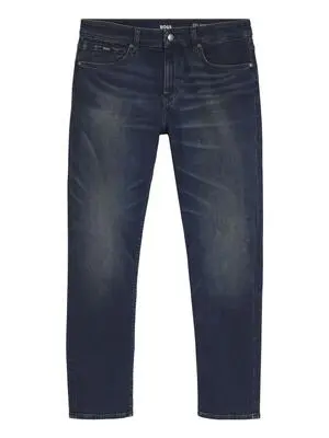 BOSS Slim-fit Dark-wash Stretch Cotton Blend Jeans - Dark Blue