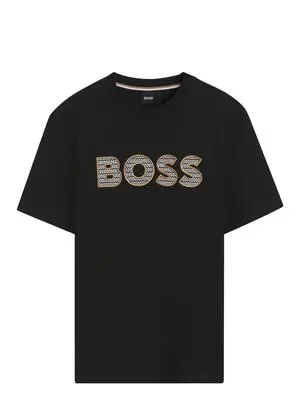BOSS Cotton-jersey T-shirt With Logo Artwork - Black