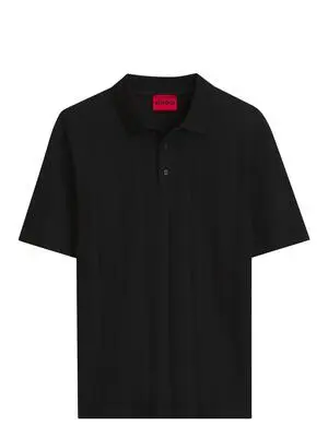 HUGO Relaxed-fit Mercerized-cotton Polo Shirt With Herringbone Stripes