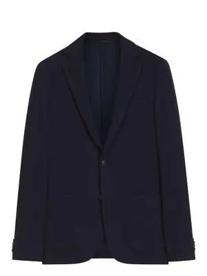 BOSS Slim-fit Blazer In Micro-patterned Stretch Jersey - Dark Blue