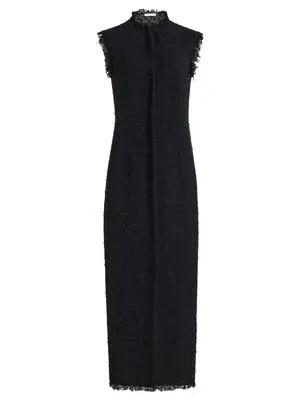 THE ROW Lana Cotton Tweed Maxi Dress - Navy