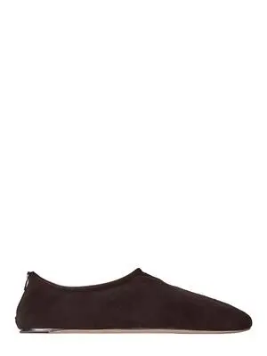 THE ROW Stellene Suede Slippers - Brown