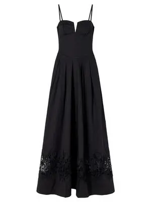Rebecca Vallance Claribelle Lace-trimmed Cotton-blend Poplin Gown - Black