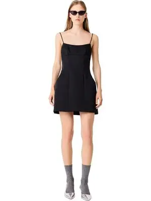 Maje Short Backless Satin Dress - Black