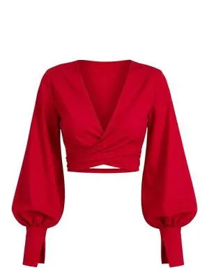 OFUURE Ofuure Dana Wrap Top With Long Sleeves And Button Detail
