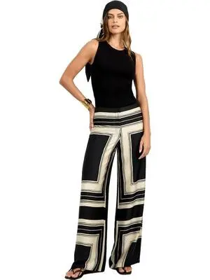Trina Turk Lanay Print Satin Georgette Wide-leg Pants - Scala