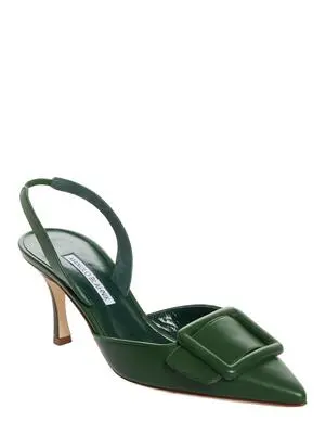 Manolo Blahnik Maysli Buckle Slingback Pump - Green