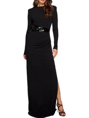 Ramy Brook Samantha Sequined Waist Gown - Black
