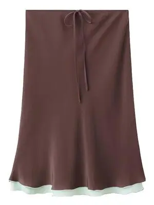 Mango Fluid Midi Skirt - Brown