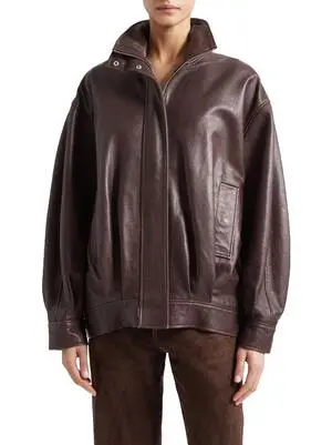 ARMA Paula Leather Bomber Jacket Coffee Bean