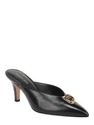 Veronica Beard Cabochon Leather Pointed Toe Mule - Black