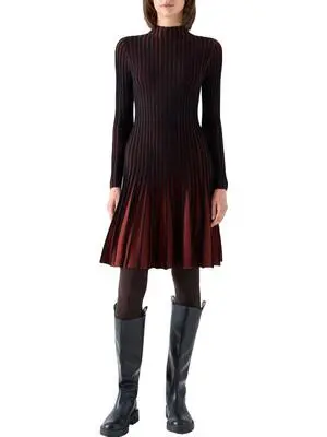 Akris Ribbed Virgin Wool Dress - Black-copper