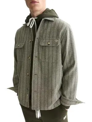 Scotch & Soda Herringbone Jacquard Relaxed Fit Shirt - Dark Forest