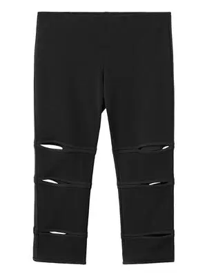 Mango Cutout Capri Leggings - Black