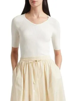Max Mara Rib Short Sleeve Sweater - Ecru