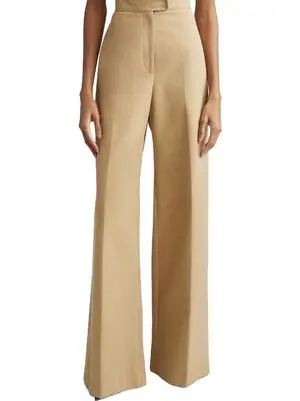 Carolina Herrera Diane Backstrap High Waist Wide Leg Pants - Birch