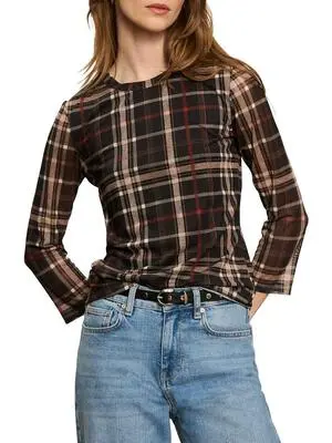 Sanctuary Printed Mesh Top - Cinder Pla