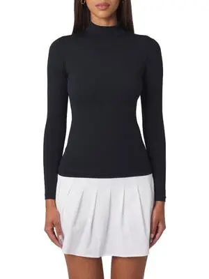 WILLIAMS ATHLETIC CLUB Noelle Performance Mock Neck Top - Black