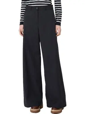 Max Mara Bravo Pinstripe Wide Leg Virgin Wool Blend Pants - Navy