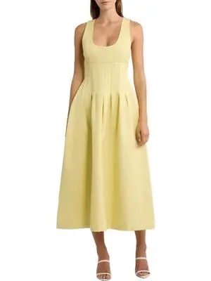 Oddmuse Cinched Midi Dress - Lemon