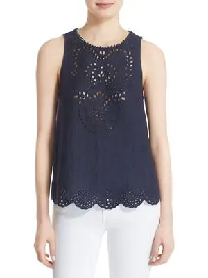 Joie Encycllia' Sleeveless Linen Eyelet Top - Dark Indigo