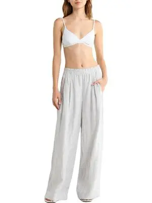LEFT ON FRIDAY LEFT ON FRIDAY Coastal Linen Wide-Leg Cover-Up Pants