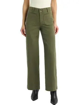 Wit & Wisdom Emma Patch Pocket High Waist Wide Leg Pants - Forest Moss