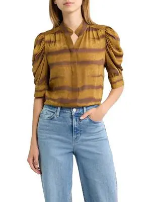 FRAME The Gillian Silk Top - Light Tiger Multi